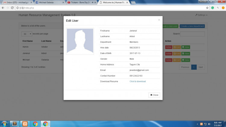 Human Resource Management System 1 0 Free Source Code Projects And