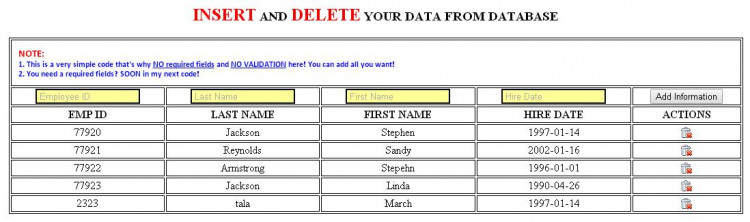Insert and Delete Your Data From Database | SourceCodester Insert and Delete Your Data From Database | SourceCodester