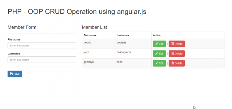 Php Oop Crud Operation Using Angularjs Sourcecodester