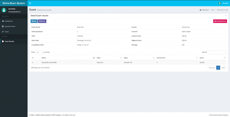 Online Exam System In Php Using Codeigniter Free Source Code Sourcecodester