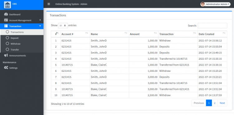 Banking System Using Php Free Source Code Sourcecodester
