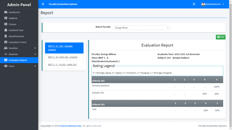 Faculty Evaluation System Using Php Mysqli With Source Code