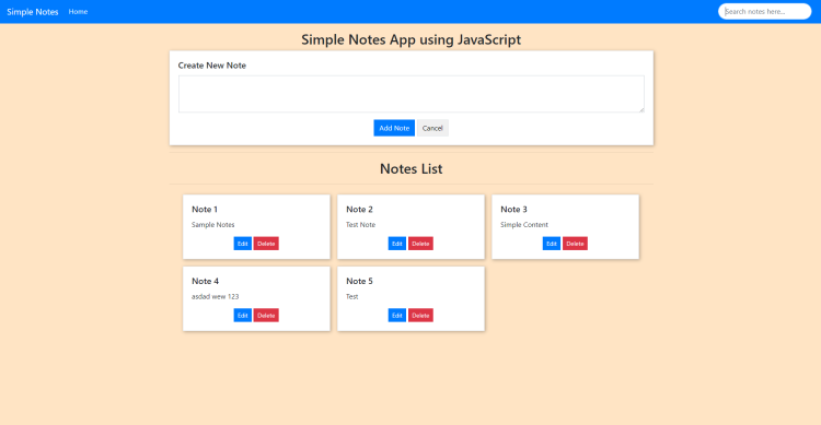 Simple Notes Application Using Javascript Free Source Code Sourcecodester