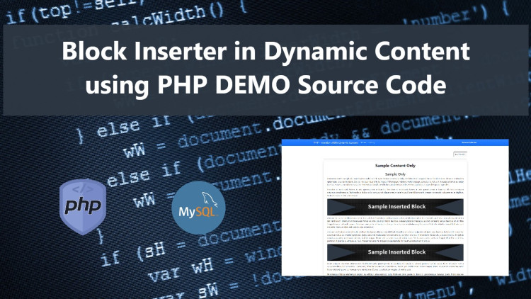 Block Inserter For Dynamic Content Using Php Demo Source Code Sourcecodester
