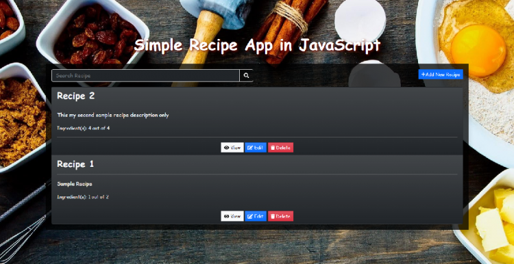 Simple Recipe App In Javascript Free Source Code Sourcecodester