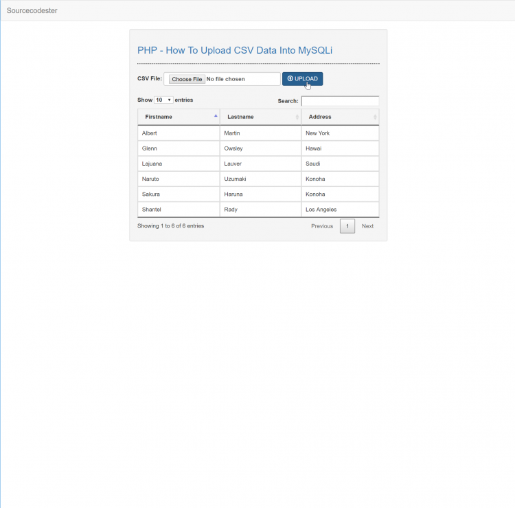 PHP - How To Upload CSV File Into MySQLi | SourceCodester PHP - How To Upload CSV File Into MySQLi | SourceCodester