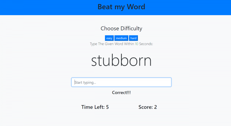 Beat My Word Game Using Javascript With Free Source Code Sourcecodester