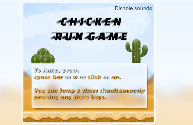 Chicken Run Game Using Javascript With Source Code Sourcecodester