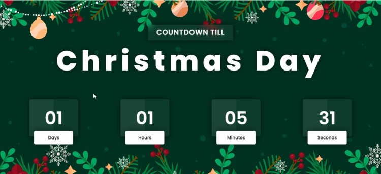 Christmas Countdown App Using Html And Css In Vanillajs With Source Code Sourcecodester
