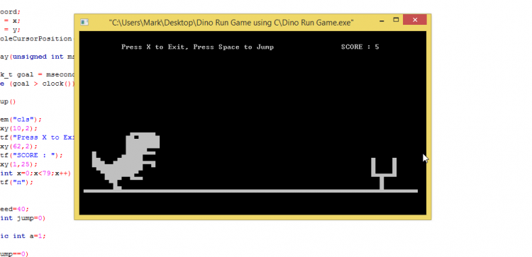 Dino Run Game Using C With Source Code Sourcecodester