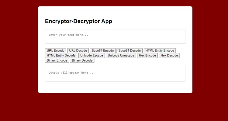 Encryptor Decryptor App Using Html And Css In Javascript With Source Code 0080