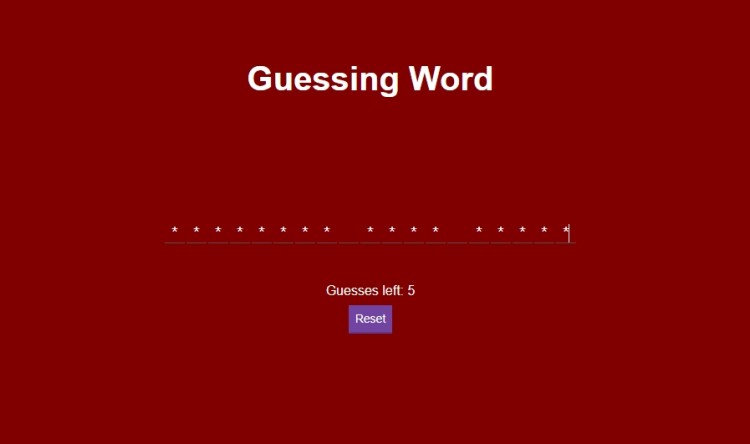 Guessing Word Game Using Html And Css In Vanillajs With Source Code 5735