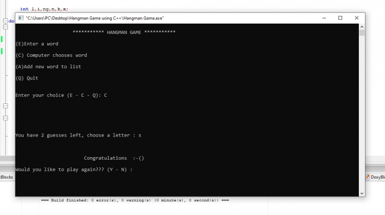 Simple Hangman Game Using C With Free Source Code Sourcecodester