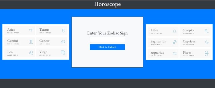 Horoscope App Using Htmlandcss In Vanillajs With Source Code Sourcecodester