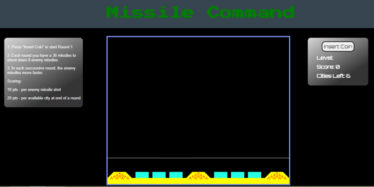 Missile Command Game Using Htmlandcss In Vanillajs With Source Code 9983