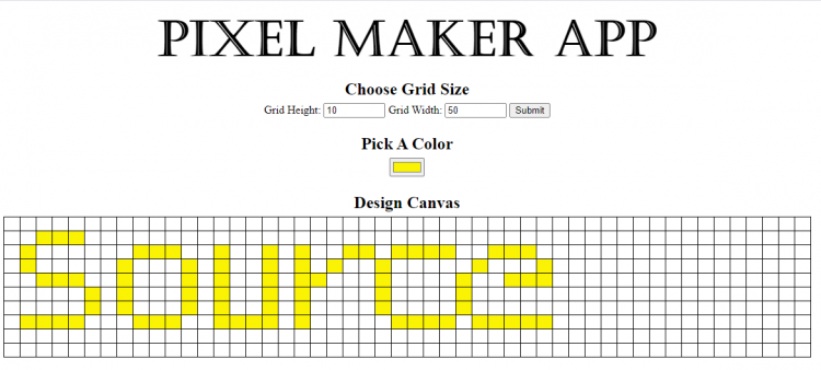 Pixel Maker App Using Javascript With Source Code Sourcecodester