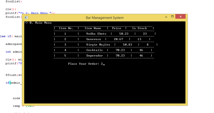 Simple Bar Management System Using C With Free Source Code Free