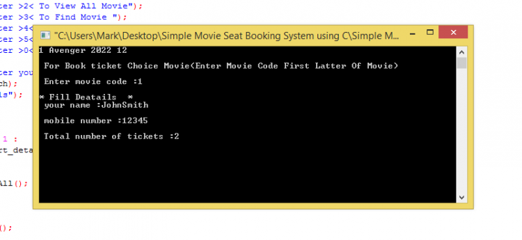 Simple Movie Seat Booking System Using C With Free Source Code Free