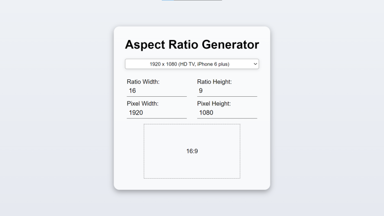 Aspect Ratio Generator Using Html Css And Javascript With Source Code Sourcecodester