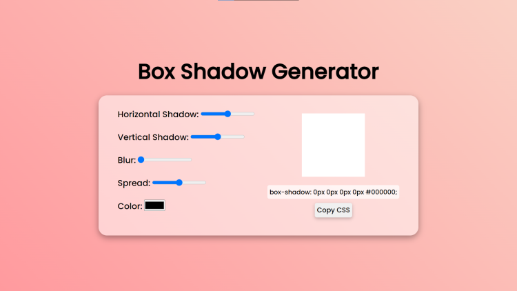 Box Shadow Generator Using Html Css And Javascript With Source Code Sourcecodester