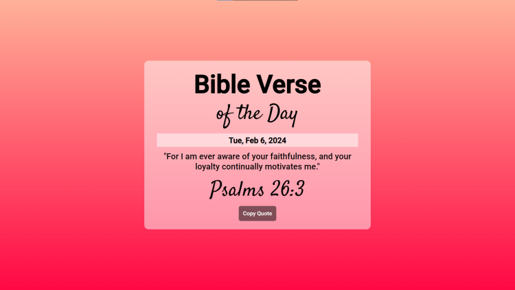 Bible Verse Of The Day App Using Html Css And Javascript With Source Code Sourcecodester