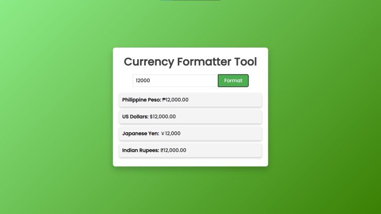 Currency Formatter Tool Using HTML, CSS and JavaScript with Source Code ... Currency Formatter Tool Using HTML, CSS and JavaScript with Source Code ...