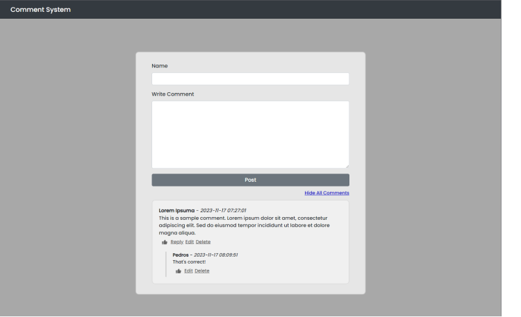 Comment System Using Php With Source Code Sourcecodester