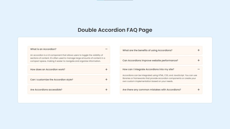 Double Accordion Faq Page Using Html Css And Javascript With Source Code Sourcecodester