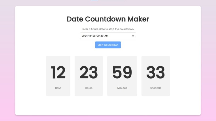 Date Countdown Maker Using Html Css And Javascript With Source Code 3667