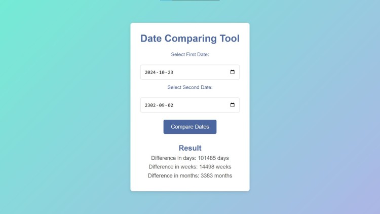 Date Comparing Tool Using Html Css And Javascript With Source Code Sourcecodester 4083