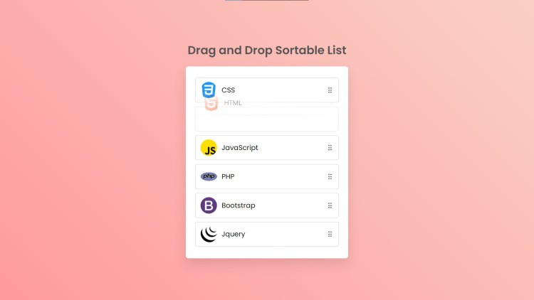 Drag And Drop Sortable List Using Html Css And Javascript With Source Code Sourcecodester