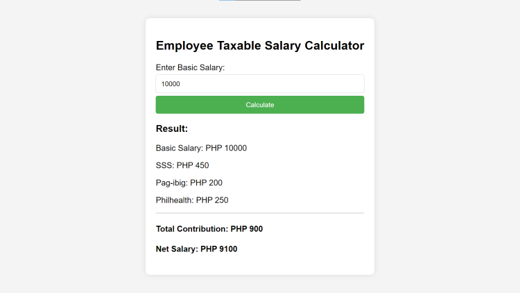 Employee Taxable Salary Calculator Using Html Css And Javascript With Source Code Sourcecodester