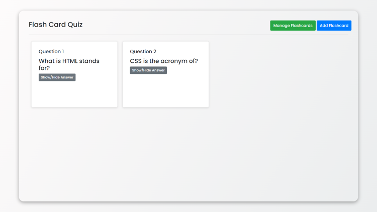 Flashcard Quiz App Using Php And Mysql With Source Code Sourcecodester