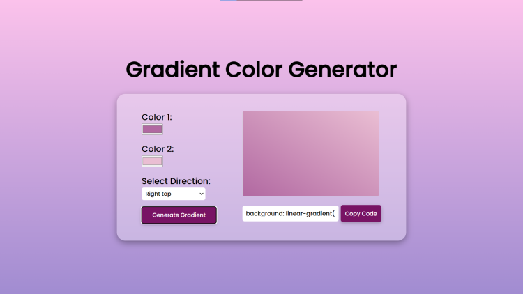 Gradient Color Generator Using Html Css And Javascript With Source