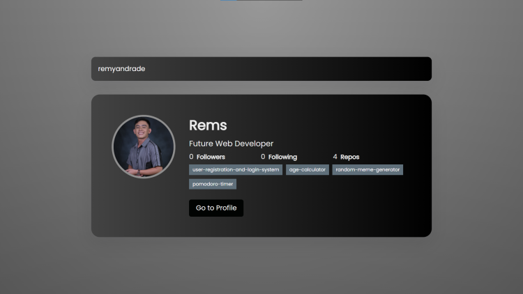 Github Profile Searcher Using Html Css And Javascript With Source Code Sourcecodester