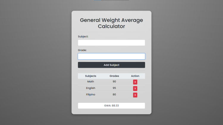 General Weighted Average Calculator Using Html Css And Javascript With Source Code Sourcecodester