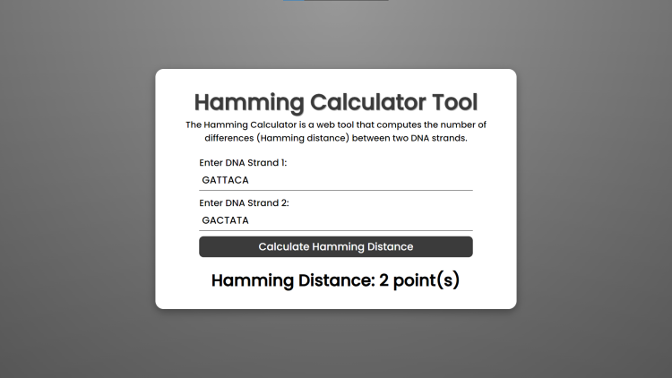 Hamming Calculator App Using Html Css And Javascript With Source Code Sourcecodester