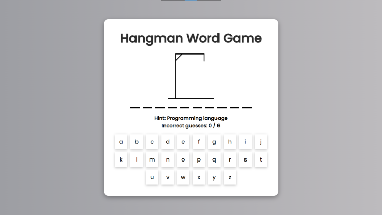 Hangman Word Game Using Html Css And Javascript With Source Code Sourcecodester