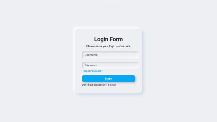 Neumorphism Login Form Using Html Css And Javascript With Source Code Sourcecodester