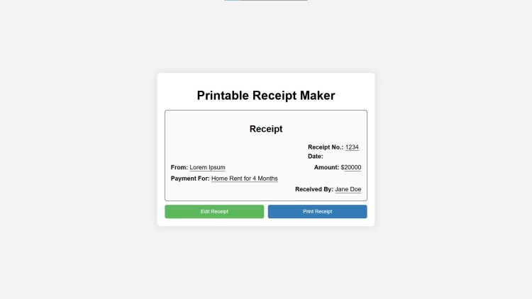 Printable Receipt Maker Using Html Css And Javascript With Source Code 9807