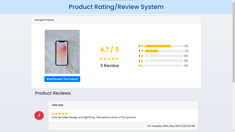 Product Reviewrating System Using Php And Mysql With Source Code Sourcecodester