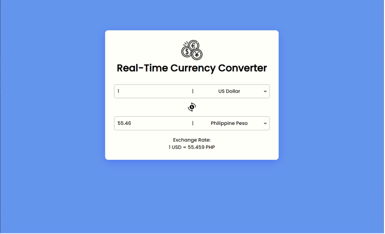 Real Time Currency Converter Using Html Css And Javascript With Source Code Sourcecodester