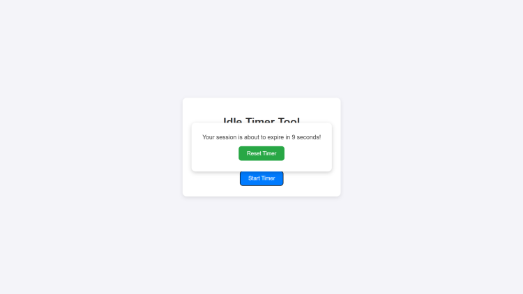 Idle Timer Tool Using Html Css And Javascript With Source Code Sourcecodester