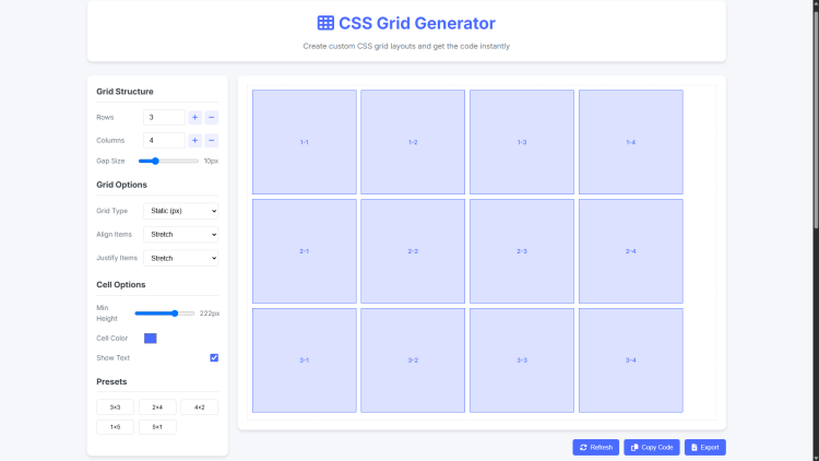 Css Grid Generator Using Html Css And Javascript With Source Code