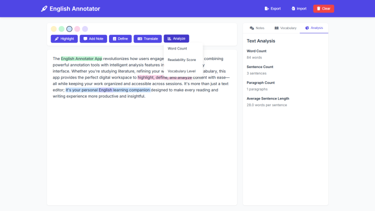 English Annotator App Using Html Css And Javascript With Source Code