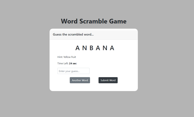 Word Scramble Game Using Html Css And Javascript With Source Code Sourcecodester