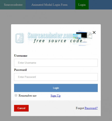 Animated Modal Login Form Free Source Code And Tutorials
