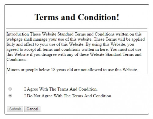 Simple Terms and Condition Dialog in PHP | Free Source Code & Tutorials