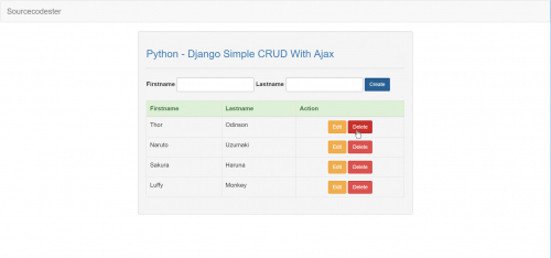 Python Django Simple Crud With Ajax Free Source Code And Tutorials
