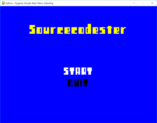 Python Pygame Simple Main Menu Selection Free Source Code And Tutorials 7873